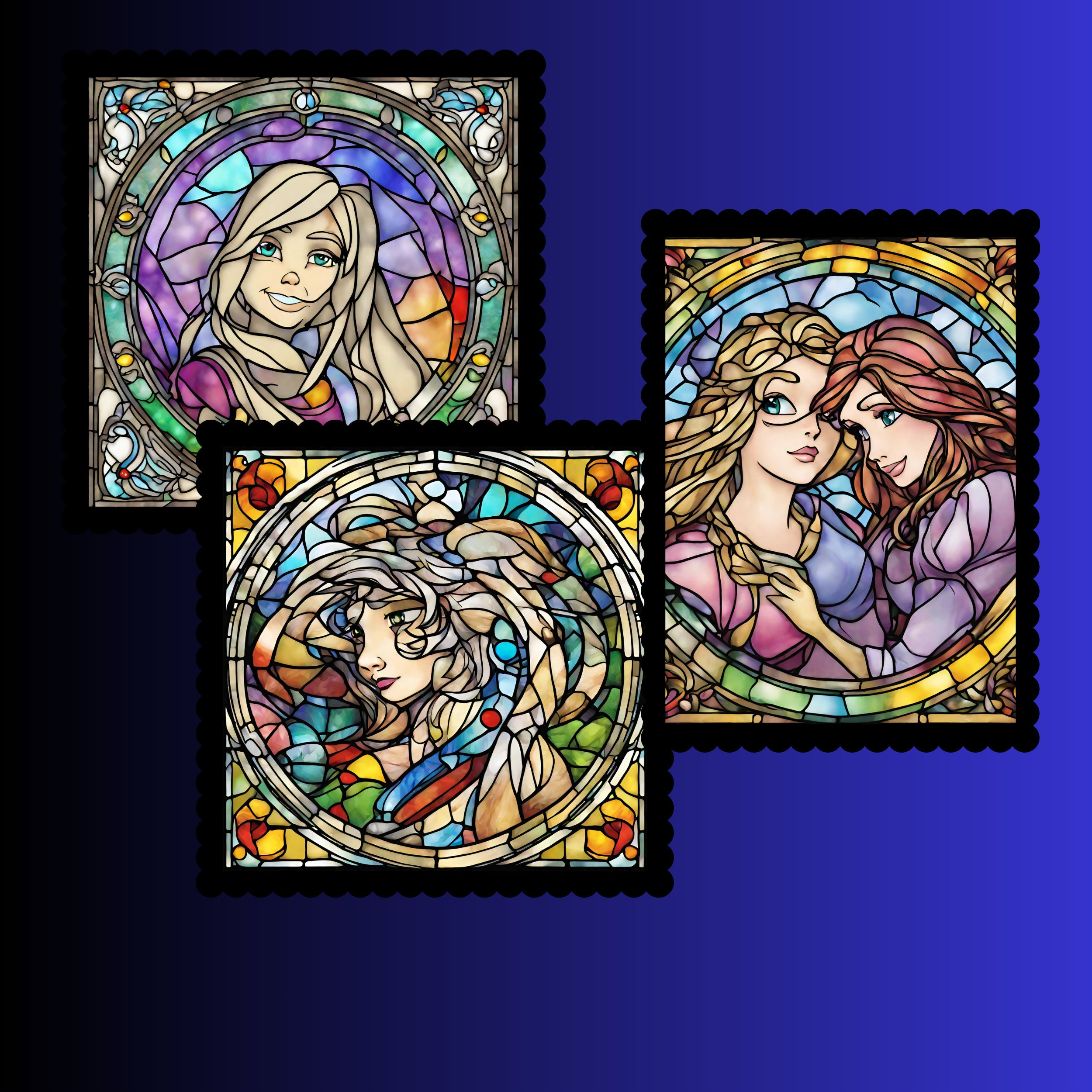 Tangled Stained Glass PNG Sublimation,cartoon Stained Glass Template ...