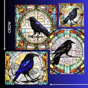 Crow Stained Glass Pattern Bundle | Faux Stained Glass Designs | Crow ...