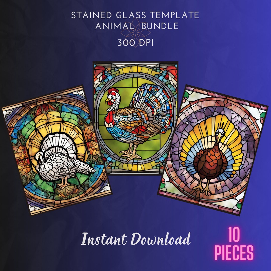 Turkey Stained Glass Pattern Thanksgiving Decor High-quality PNG - Etsy