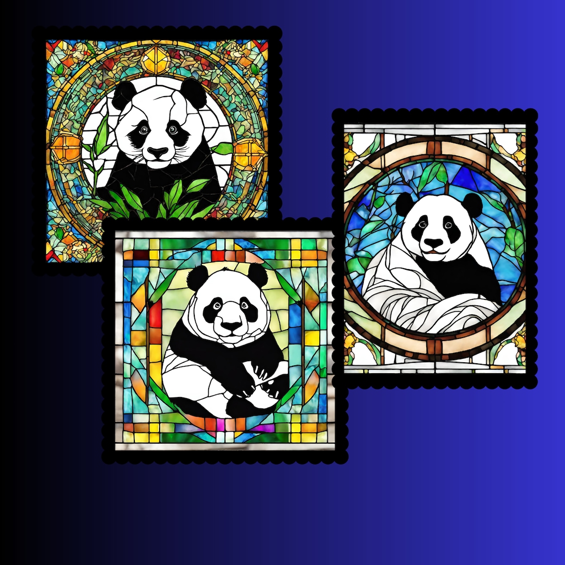 Panda Stained Glass Digital Template,panda Faux Stained Glass Pattern ...
