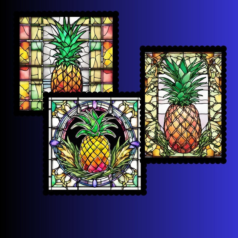 Pineapple Stained Glass Template 10 Tropical Designs for DIY Glass Art ...