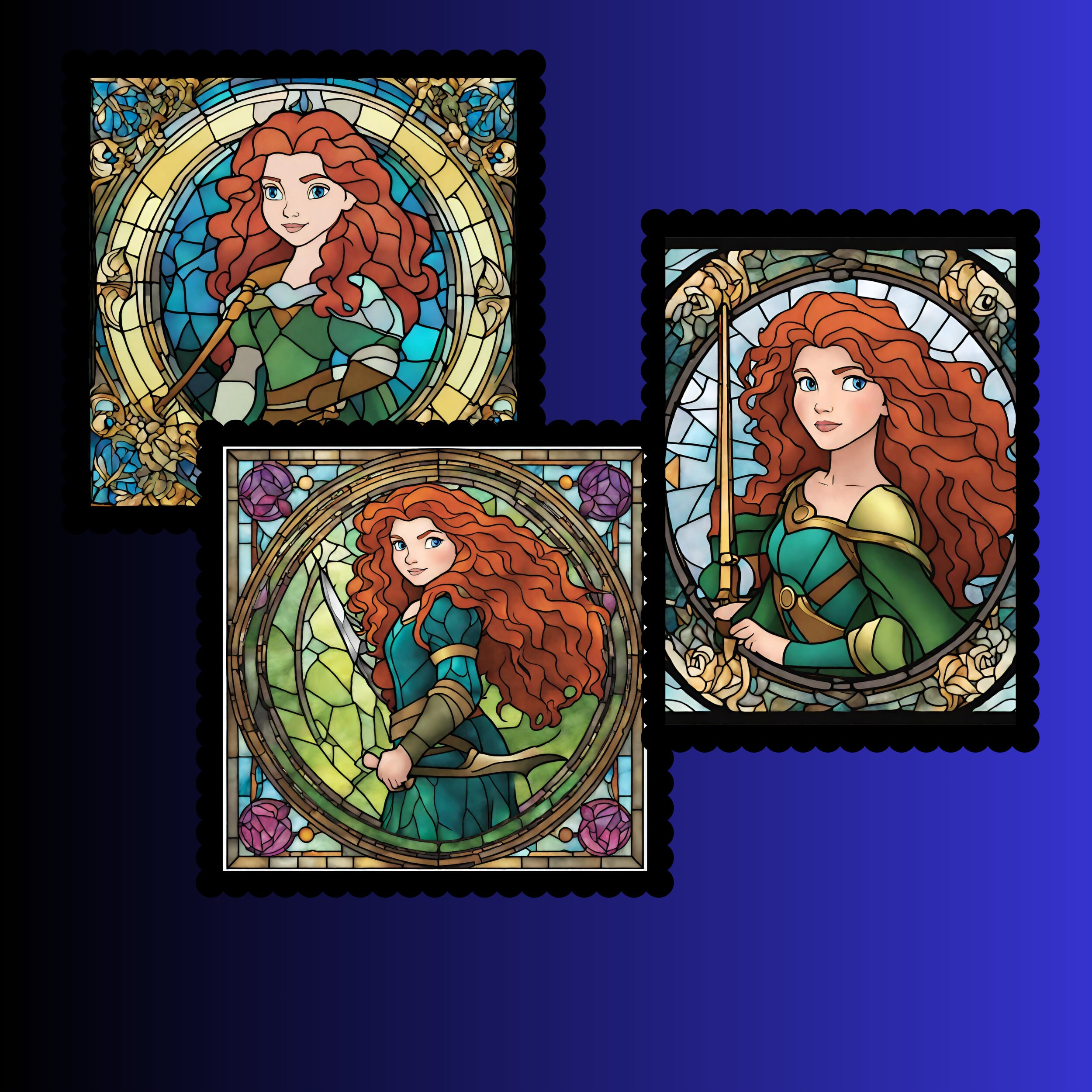 Brave Stained Glass Template,cartoon Stained Glass Craft,stained Glass ...