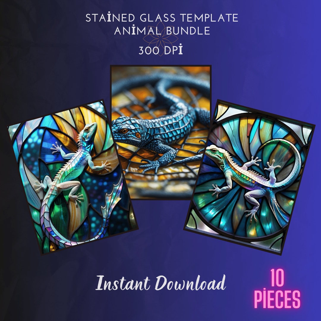 Lizard Stained Glass Design for Tumbler Sublimation,stained Glass Paper ...