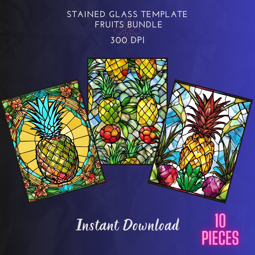 Pineapple Stained Glass Template | 10 Tropical Designs for DIY Glass ...