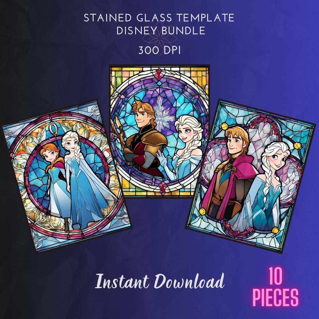Frozen-themed Stained Glass PNG High-quality Design DIY Craft Template ...