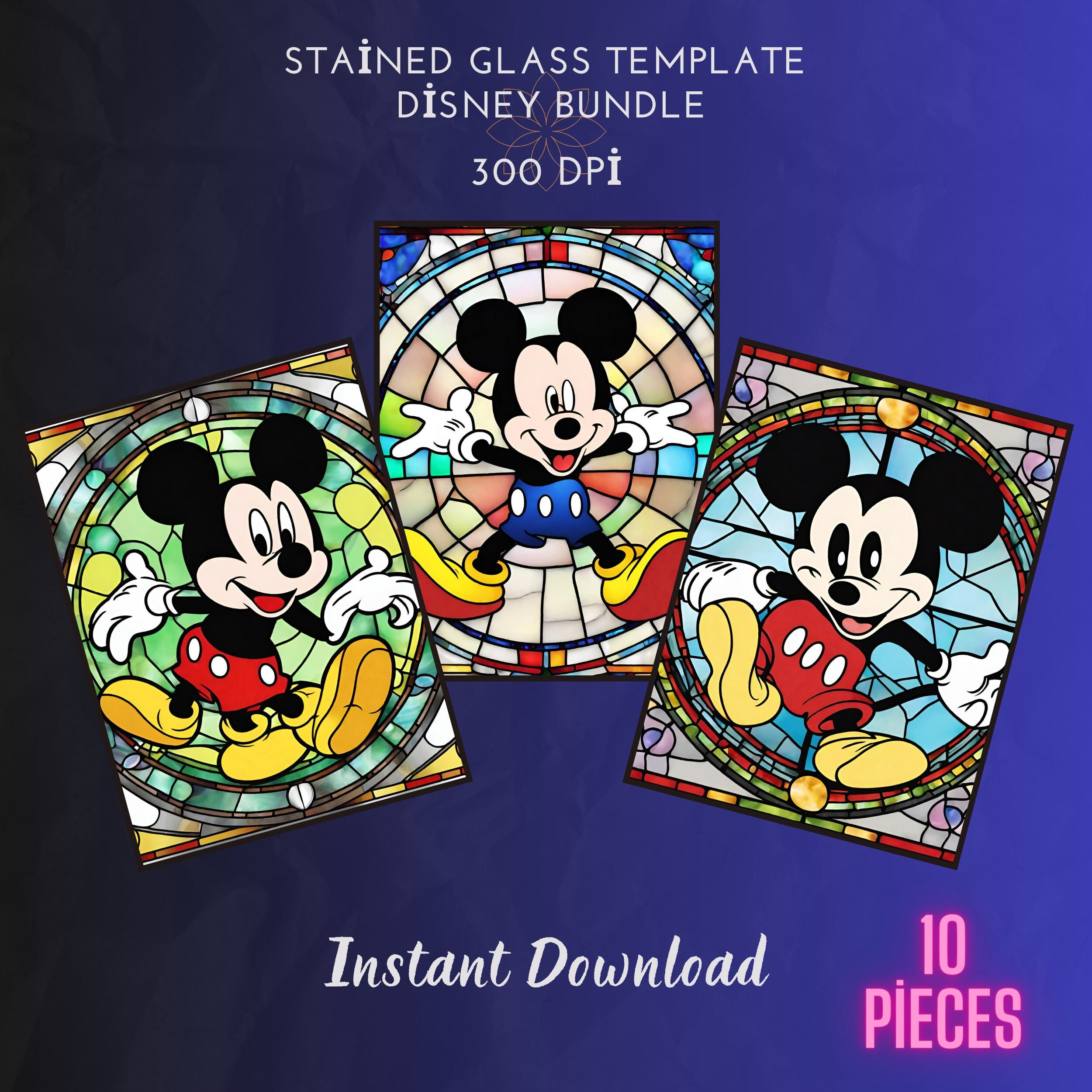 Mickey Mouse Stained Glass Template,cartoon Stained Glass Craft,stained ...