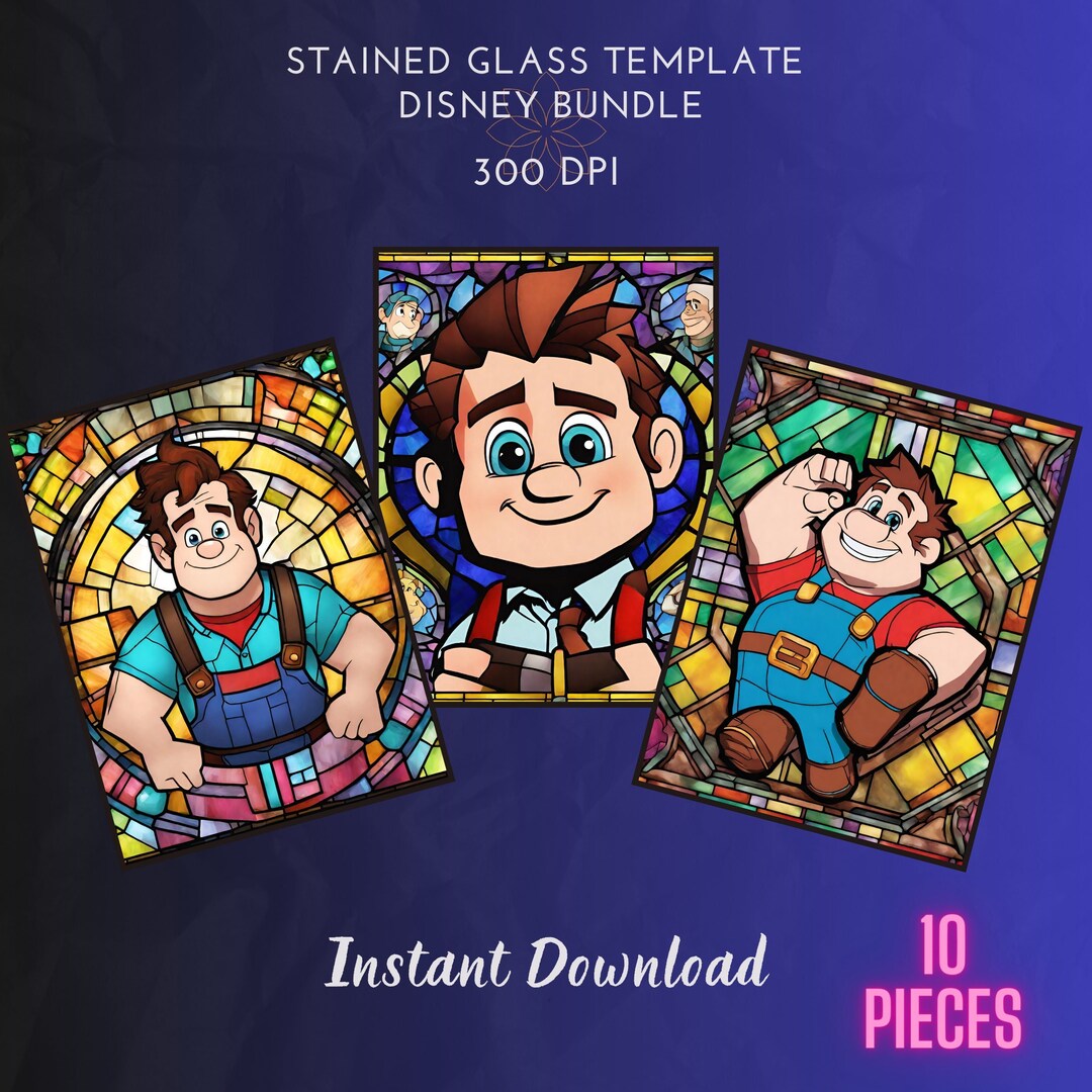Wreck-it Ralph Stained Glass Template Arcade-themed Design High-quality ...