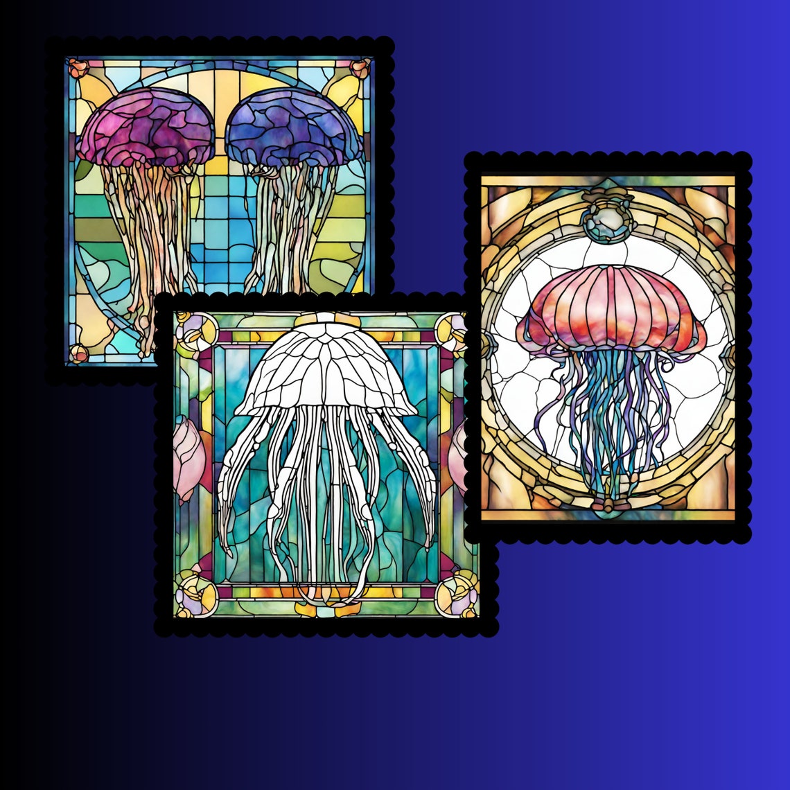 Jellyfish Stained Glass Sublimation Png,jellyfish Stained Glass Paper ...