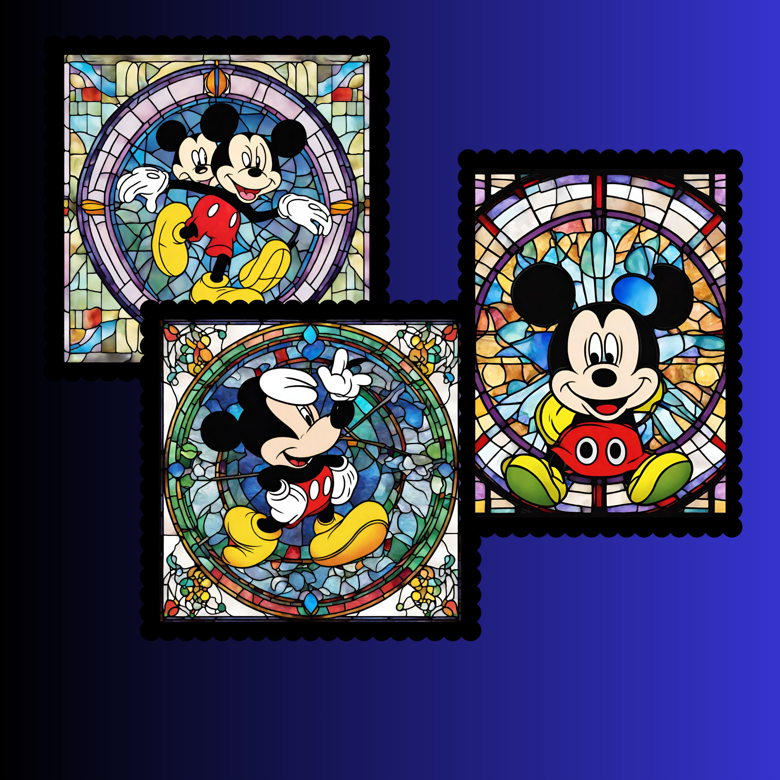 Mickey Mouse Stained Glass Template,cartoon Stained Glass Craft,stained ...