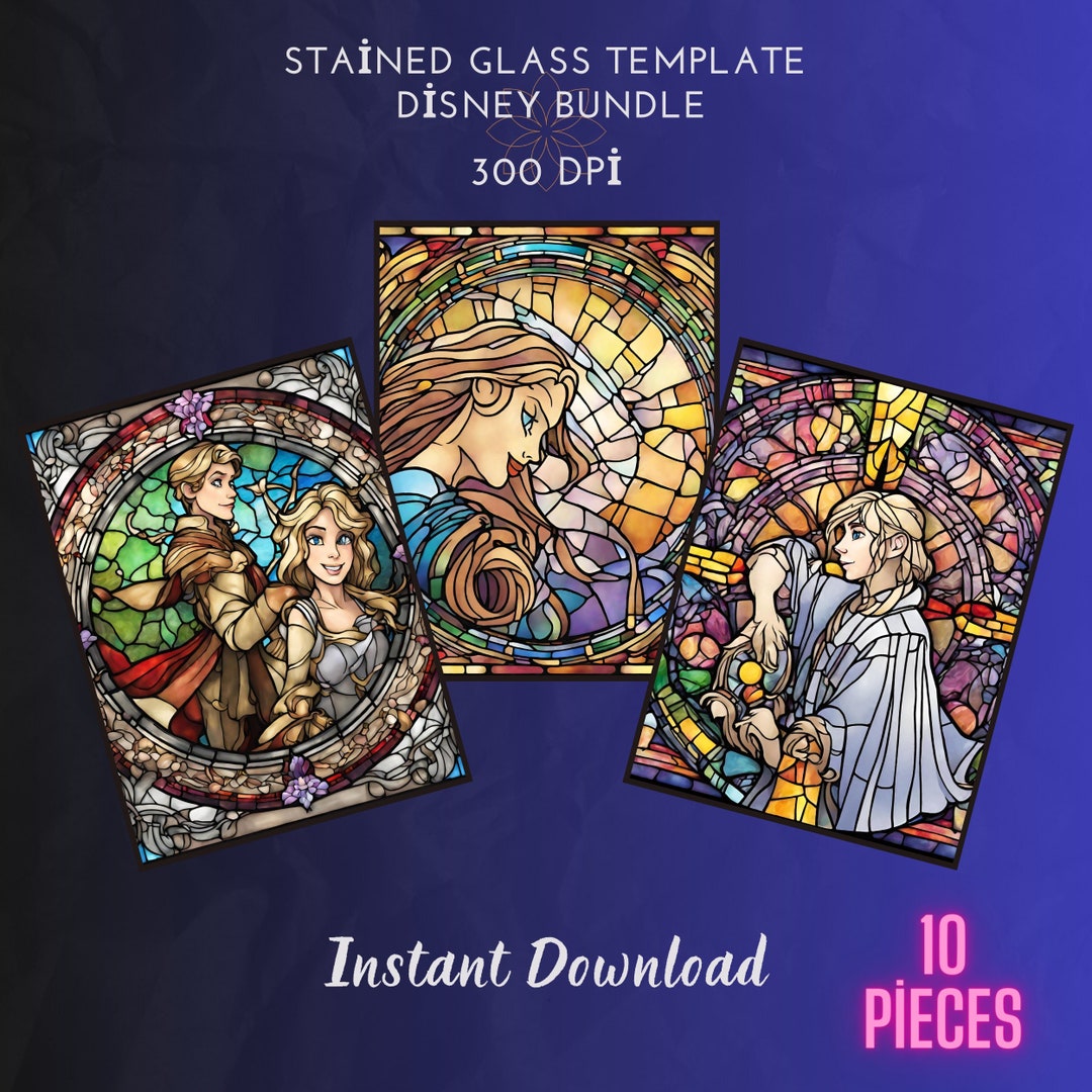 Tangled Stained Glass PNG Sublimation,cartoon Stained Glass Template ...