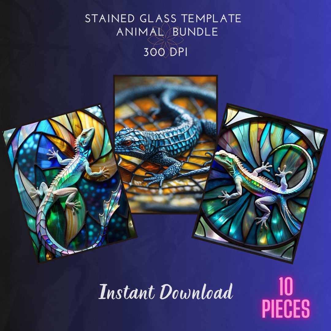 Lizard Stained Glass Design for Tumbler Sublimation,stained Glass Paper ...