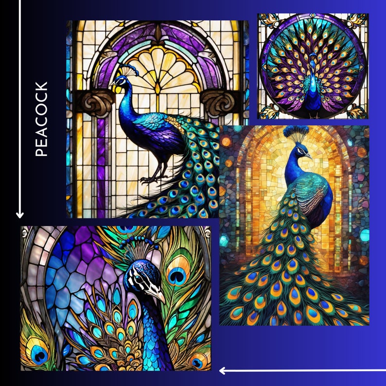 Peacock Stained Glass Pattern | Elegant and Colorful Digital Design ...