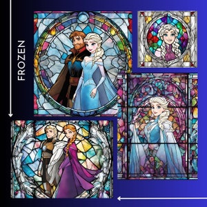 Frozen-themed Stained Glass PNG High-quality Design DIY Craft Template ...