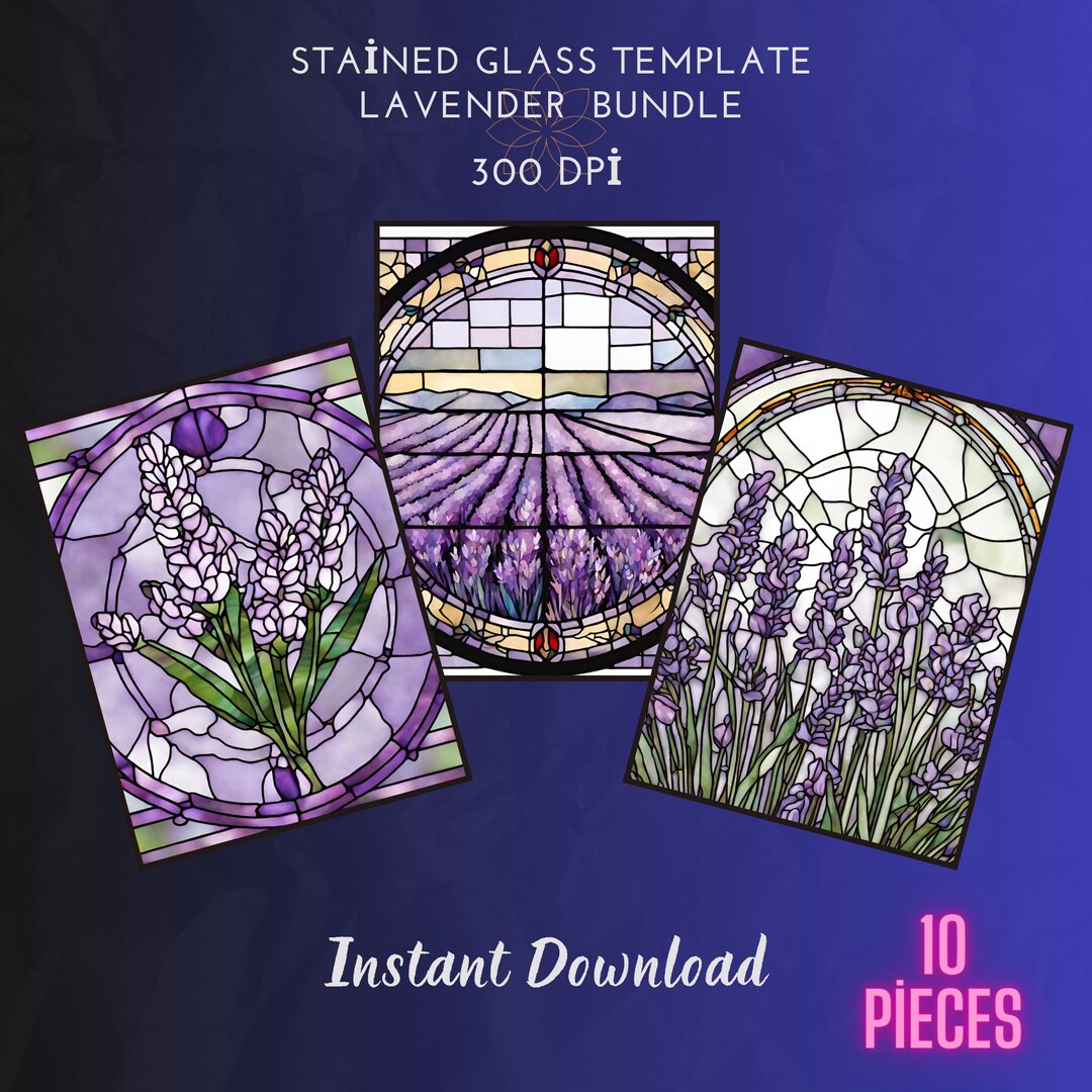 Lavender Stained Glass Pattern,digital File, Commercial Use,sublimation ...