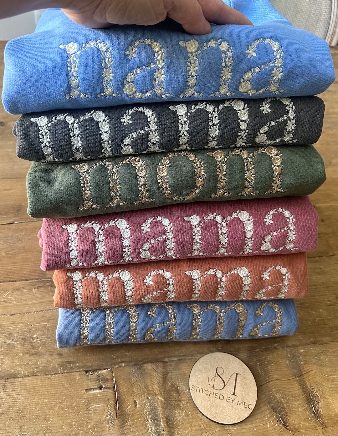 Embroidered Mama Sweatshirt With Kids Name, Floral Design Comfort ...