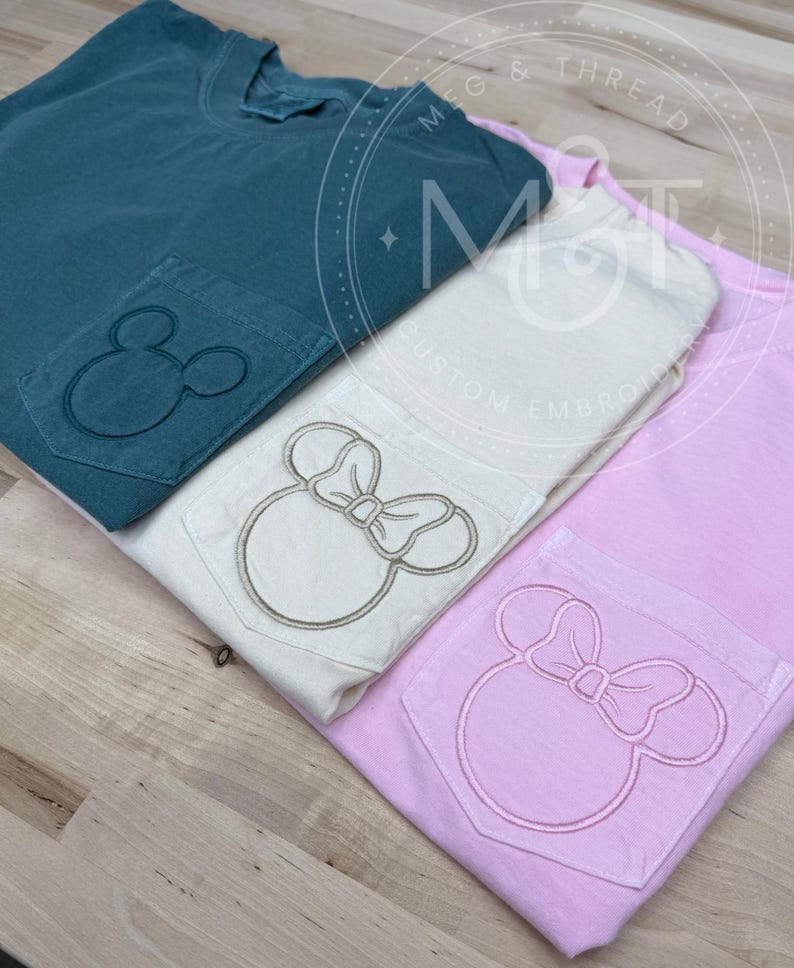 Embroidered Mickey Shirt Pocket Design Minimal Aesthetic Disney Apparel ...