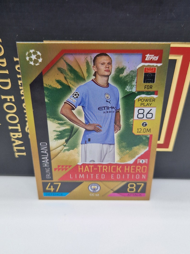 Erling Haaland "hat-trick Hero Limited Edition", Topps Match Attax 2022 ...