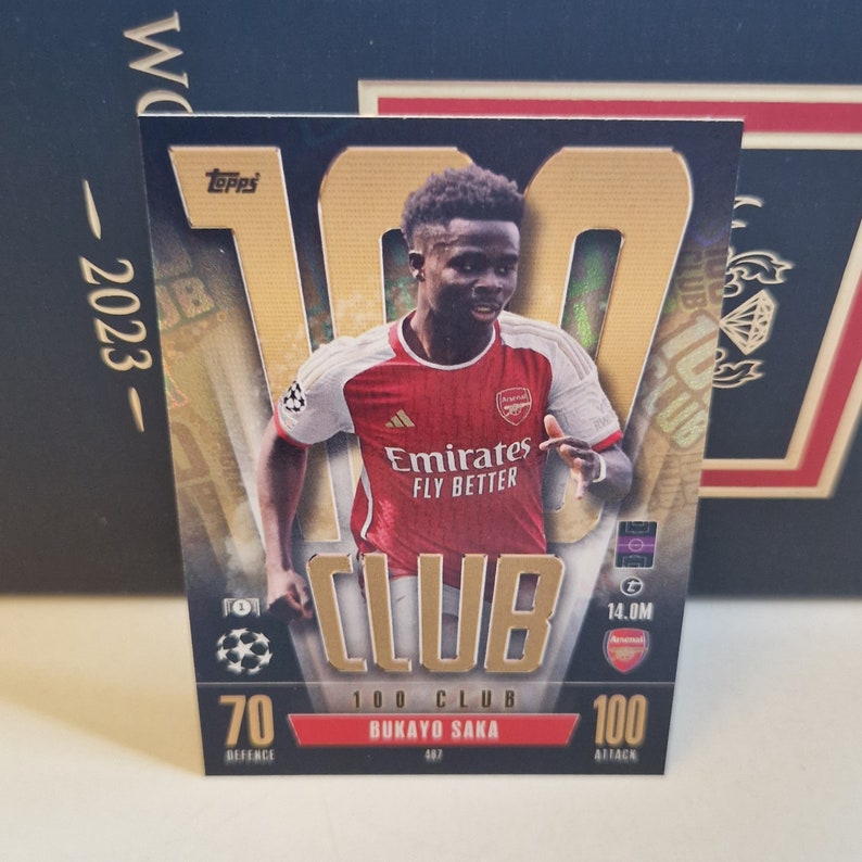 Bukayo Saka "100 Club", Topps Match Attax Soccer 2024. Soccer Card ...