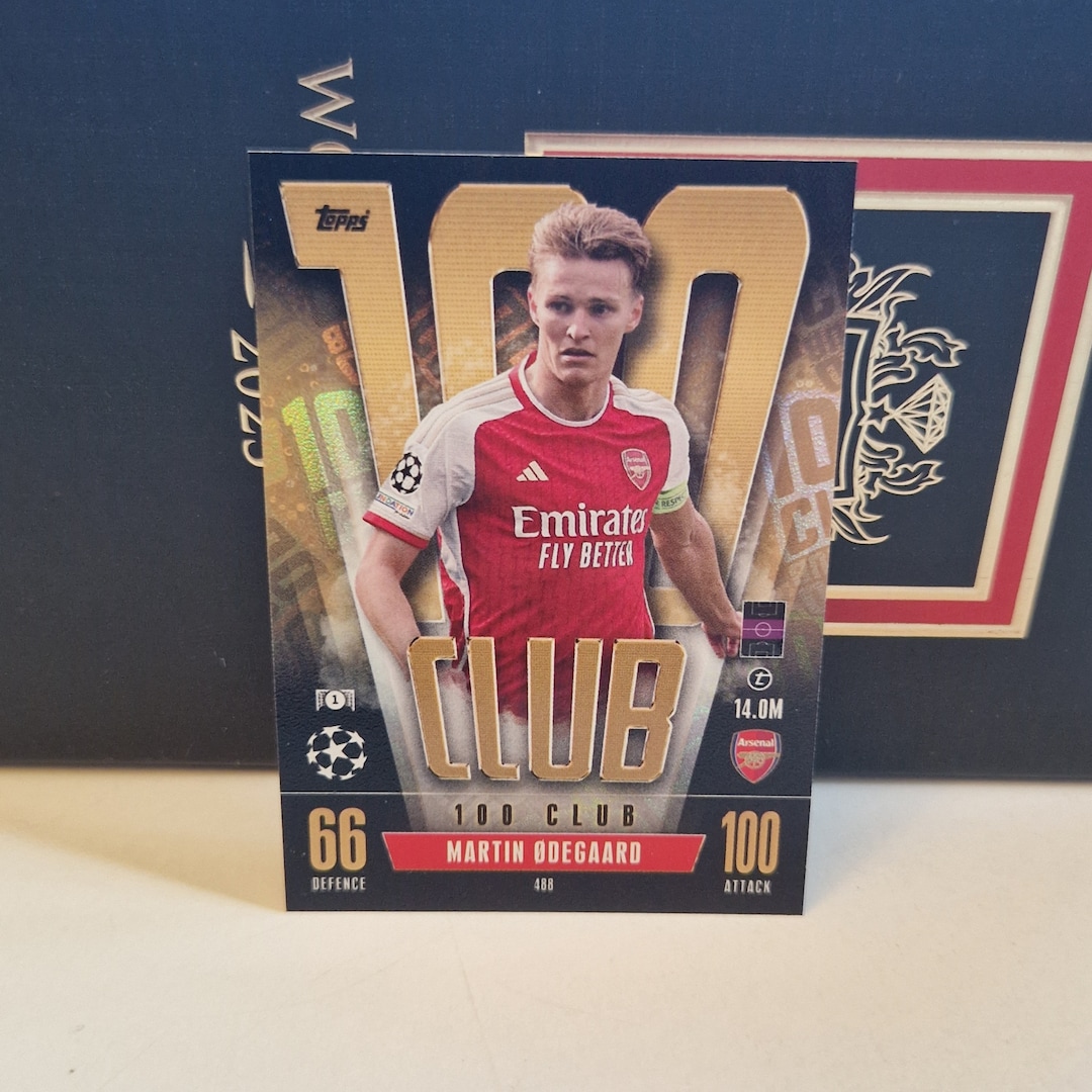 Martin Odegaard "100 Club", Topps Match Attax Soccer 2024. Soccer Card ...