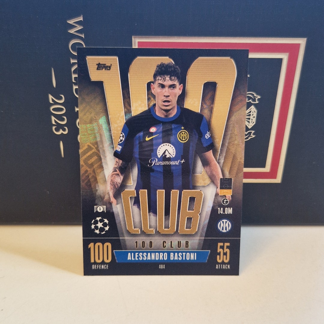 Alessandro Bastoni "100 Club", Topps Match Attax Soccer 2024. Soccer ...