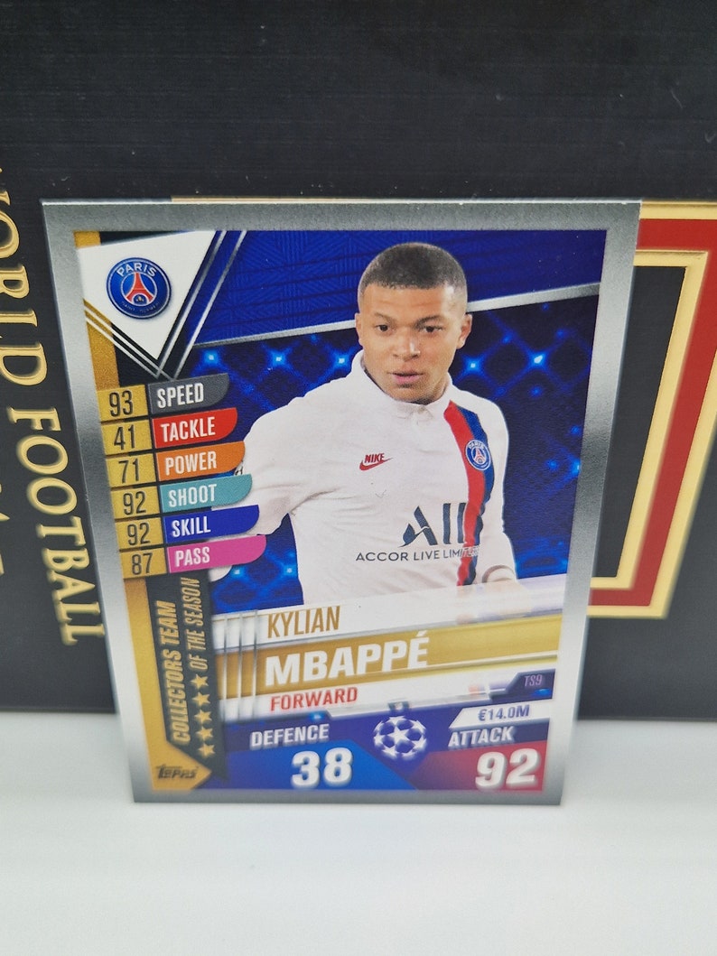 Kylian Mbappe "collectors Team", Topps Match Attax 2020. Soccer Card ...
