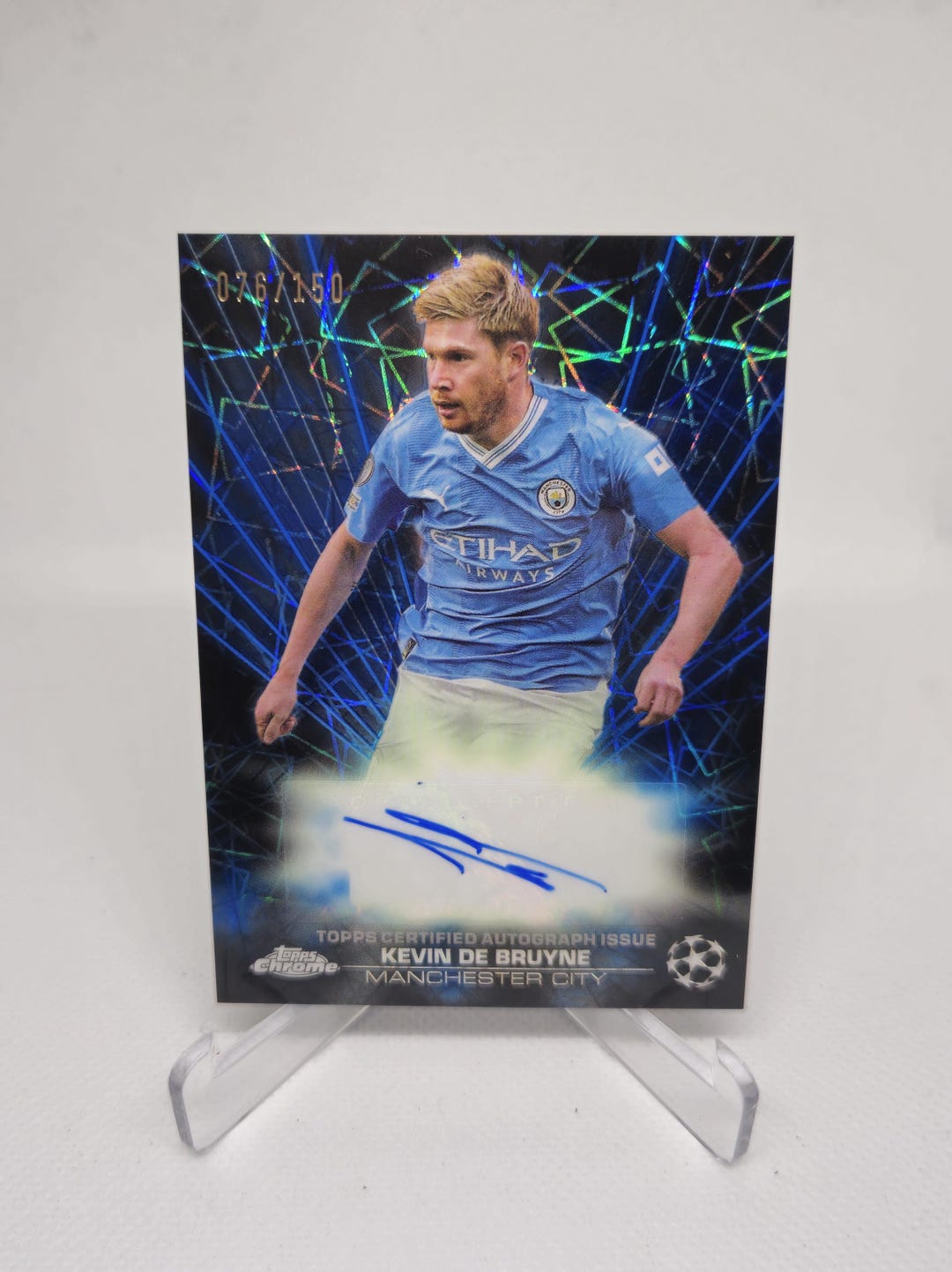 Kevin De Bruyne Autograph, Black Lazer Blue Refractor /150ex! Topps ...