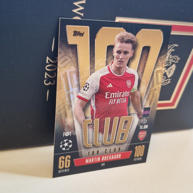 Martin Odegaard 100 Club, Topps Match Attax Soccer 2024. Soccer Card ...