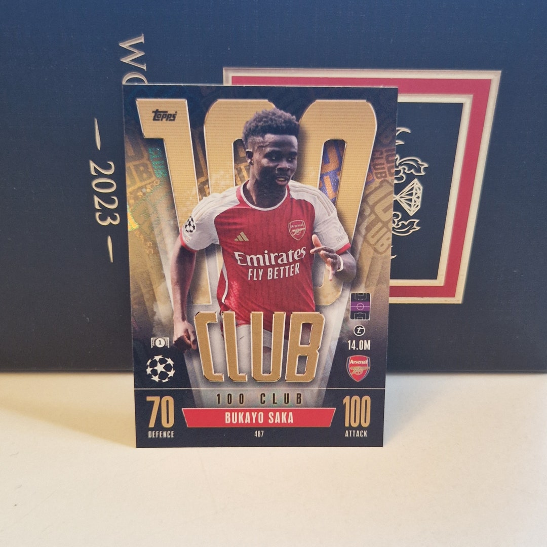 Bukayo Saka "100 Club", Topps Match Attax Soccer 2024. Soccer Card ...