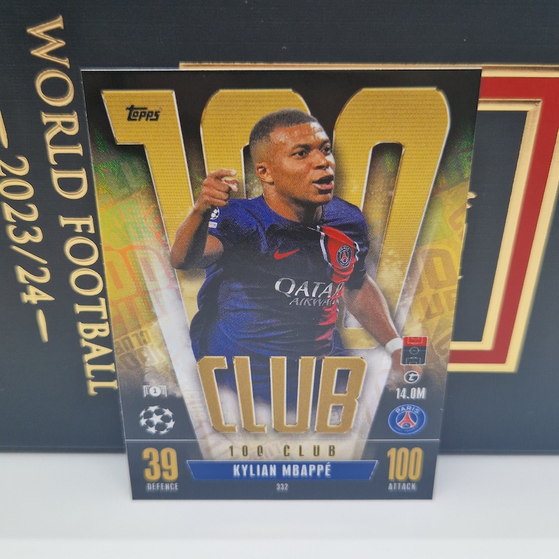 Kylian Mbappè "100 Club", Topps Match Attax Extra 2024. Soccer Card ...