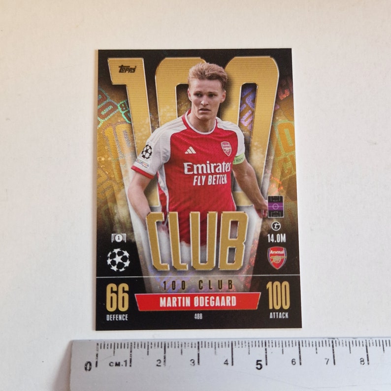 Martin Odegaard 100 Club, Topps Match Attax Soccer 2024. Soccer Card ...