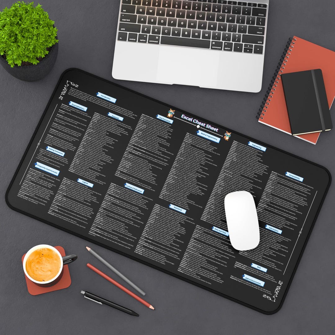 Ultimate Excel Shortcuts Desk Mat, Enhance Productivity With ...