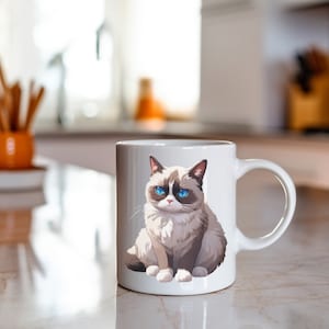 Cute Grumpy CAT Coffee Mug, Adorable Cat Mug, Pet Mug, Everyday Gift ...