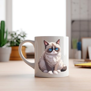Cute Grumpy CAT Coffee Mug, Adorable Cat Mug, Pet Mug, Everyday Gift ...