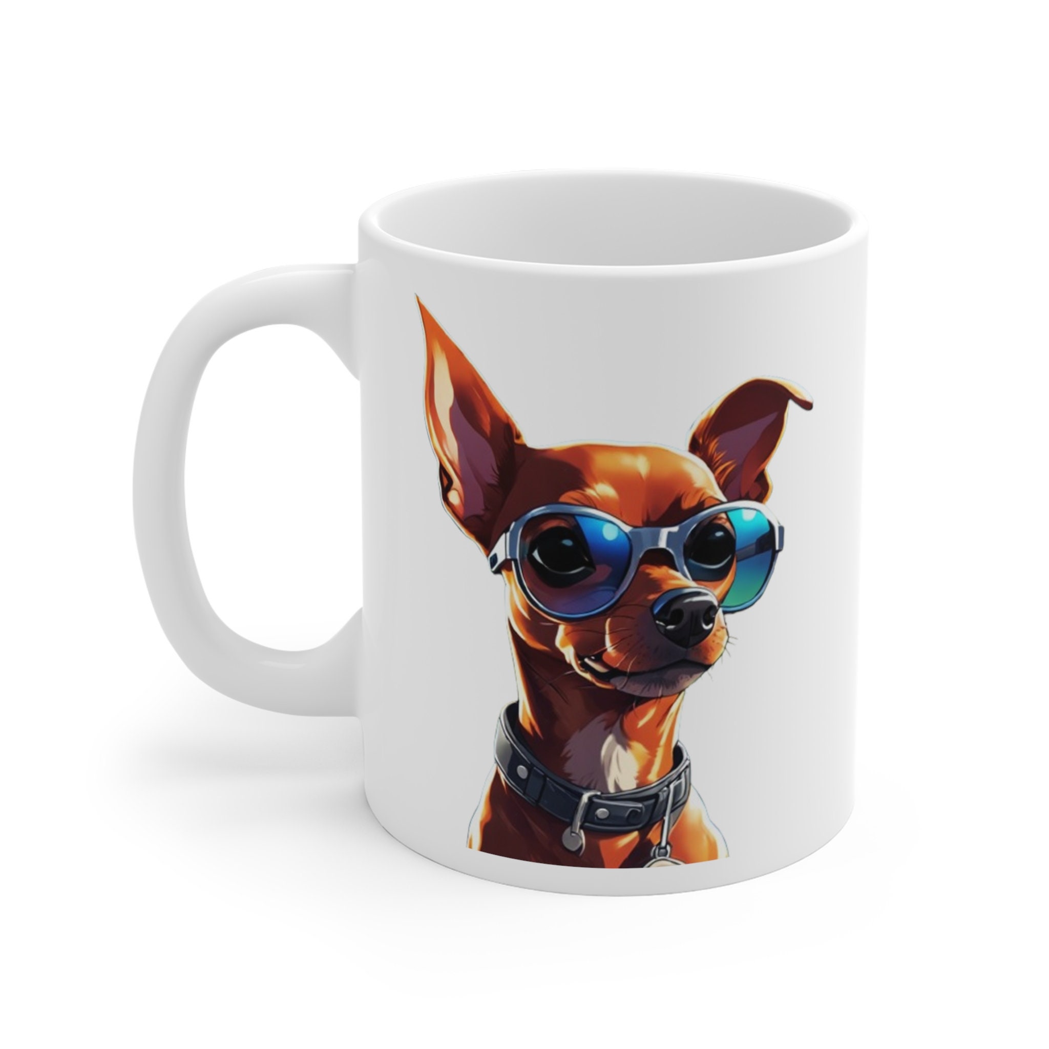 Mini Pinscher Coffee Mug, Mini Pinscher Dog Wearing Sunglasses, Stylish ...