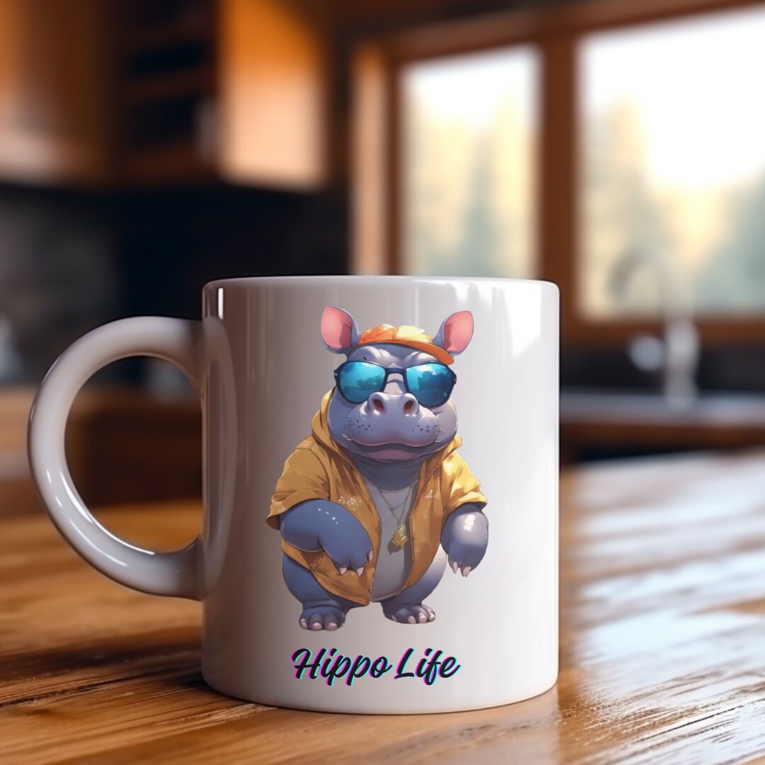 Hippo Coffee Mug, Cute Hippopotamus Coffee Mug, Stylish Hippo Mug, Pet ...