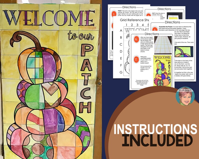 Printable DIY "welcome to Our Patch" Collaborative Coloring Door Decor ...
