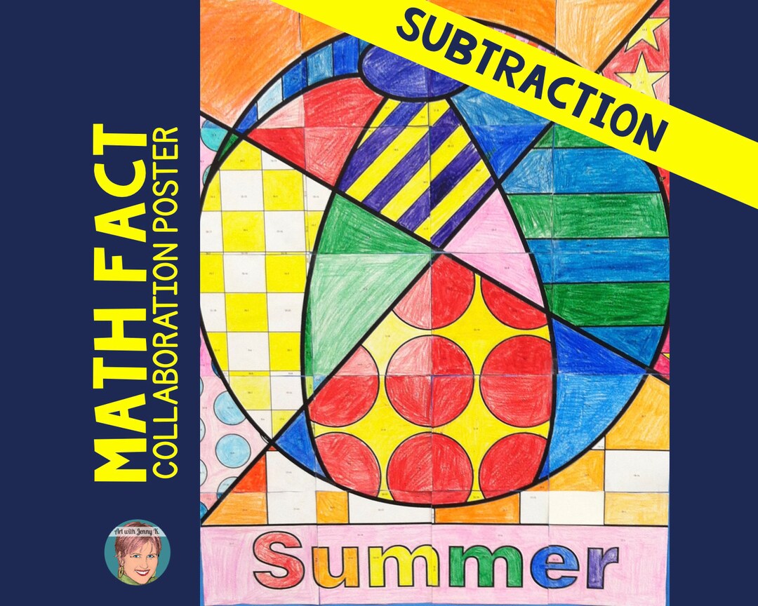 Printable Subtraction Review Collaborative Color by Number Poster ...
