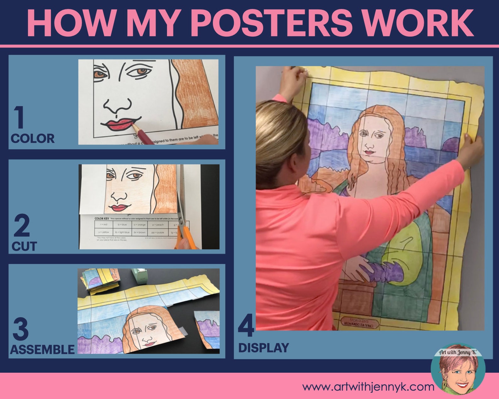 Printable "mona Lisa" by Leonardo Da Vinci Collaboration Poster | Easy ...