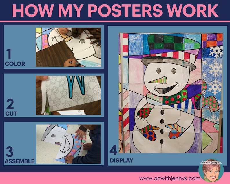 Printable Pop Art Snowman Collaborative Door Poster | Great Winter Art ...