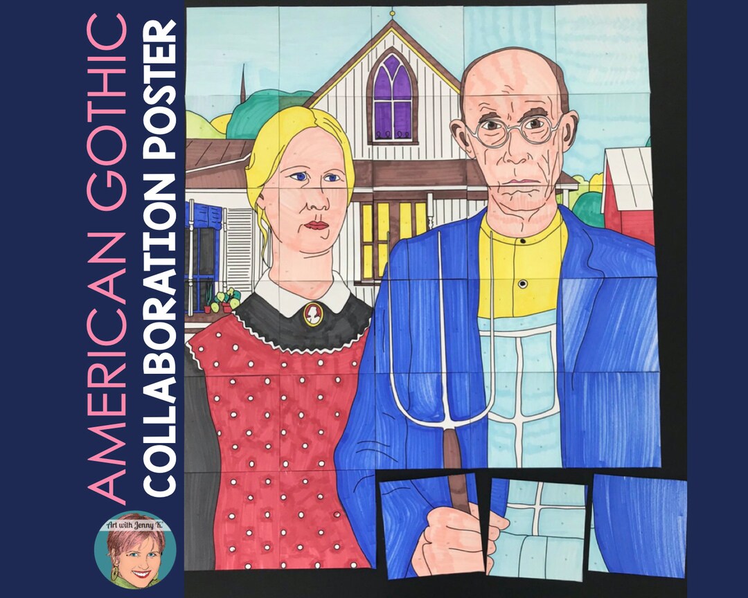 Printable "american Gothic" by Grant Wood Collaboration Poster | Easy ...