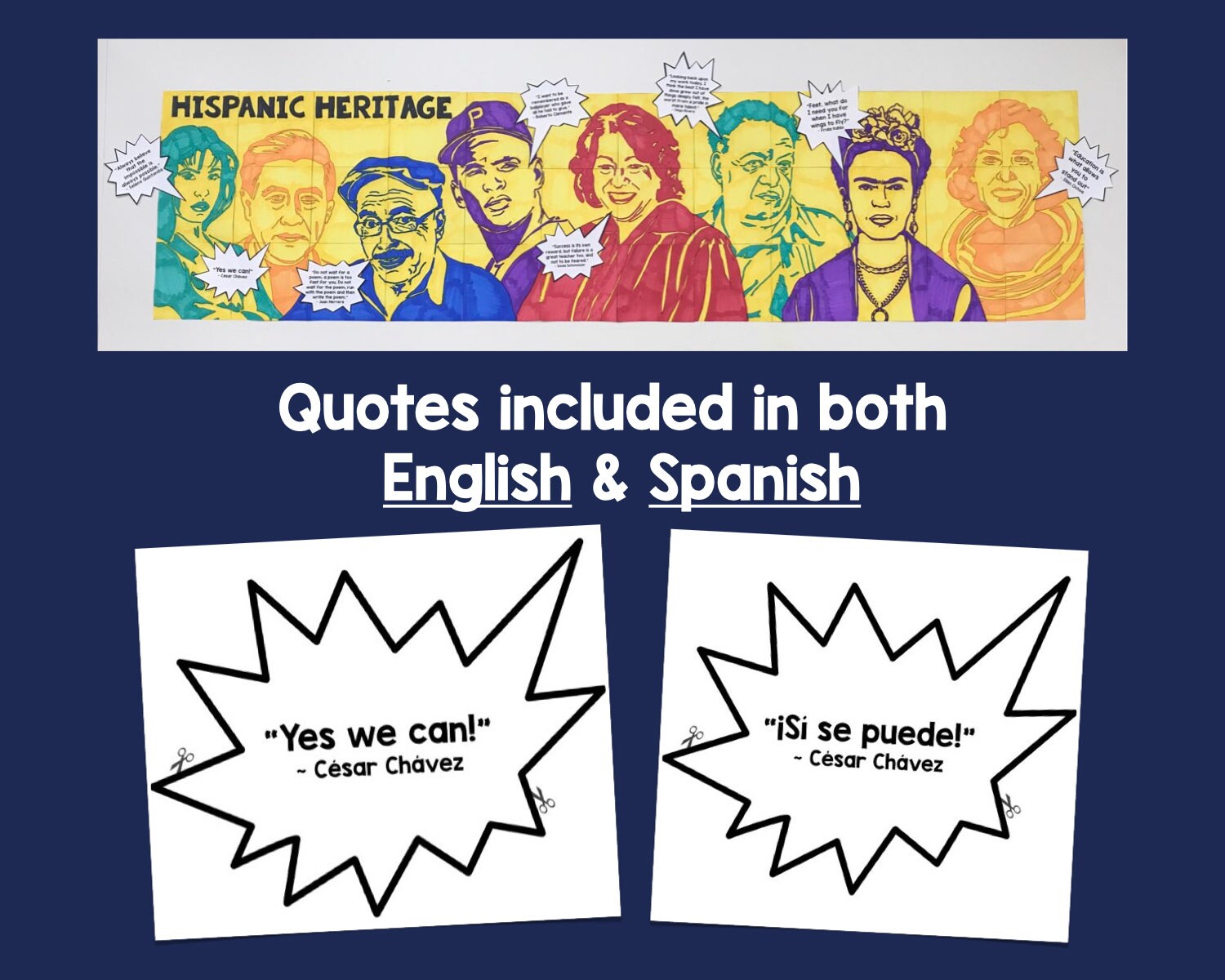 Printable Famous Faces of Hispanic History Collaborative Poster ...