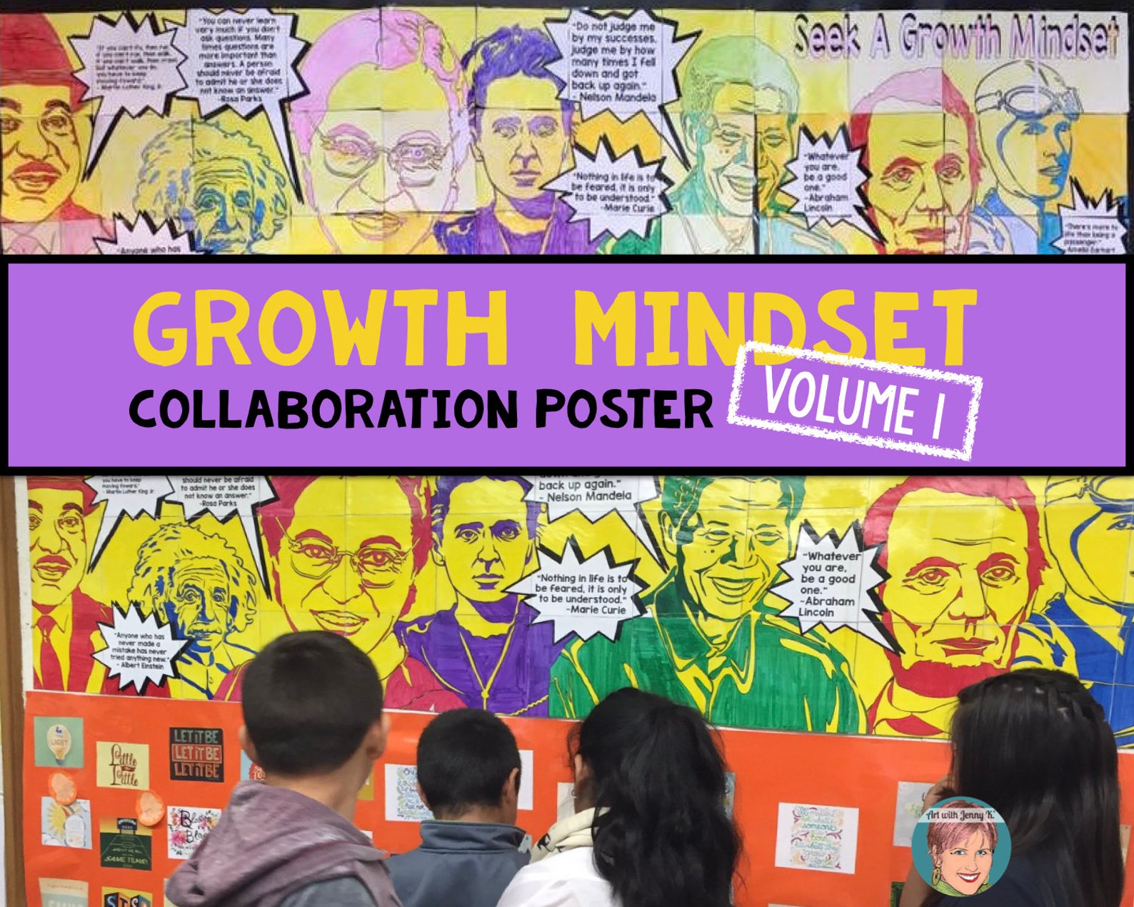 Printable Famous Faces Collaborative Growth Mindset Poster | Great Inspirational Classroom ...