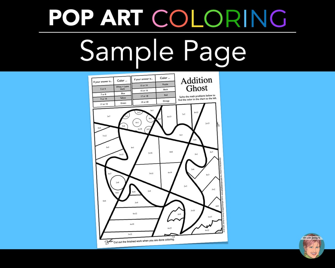 Halloween Themed Color by Number Math Fact Review Coloring Pages ...