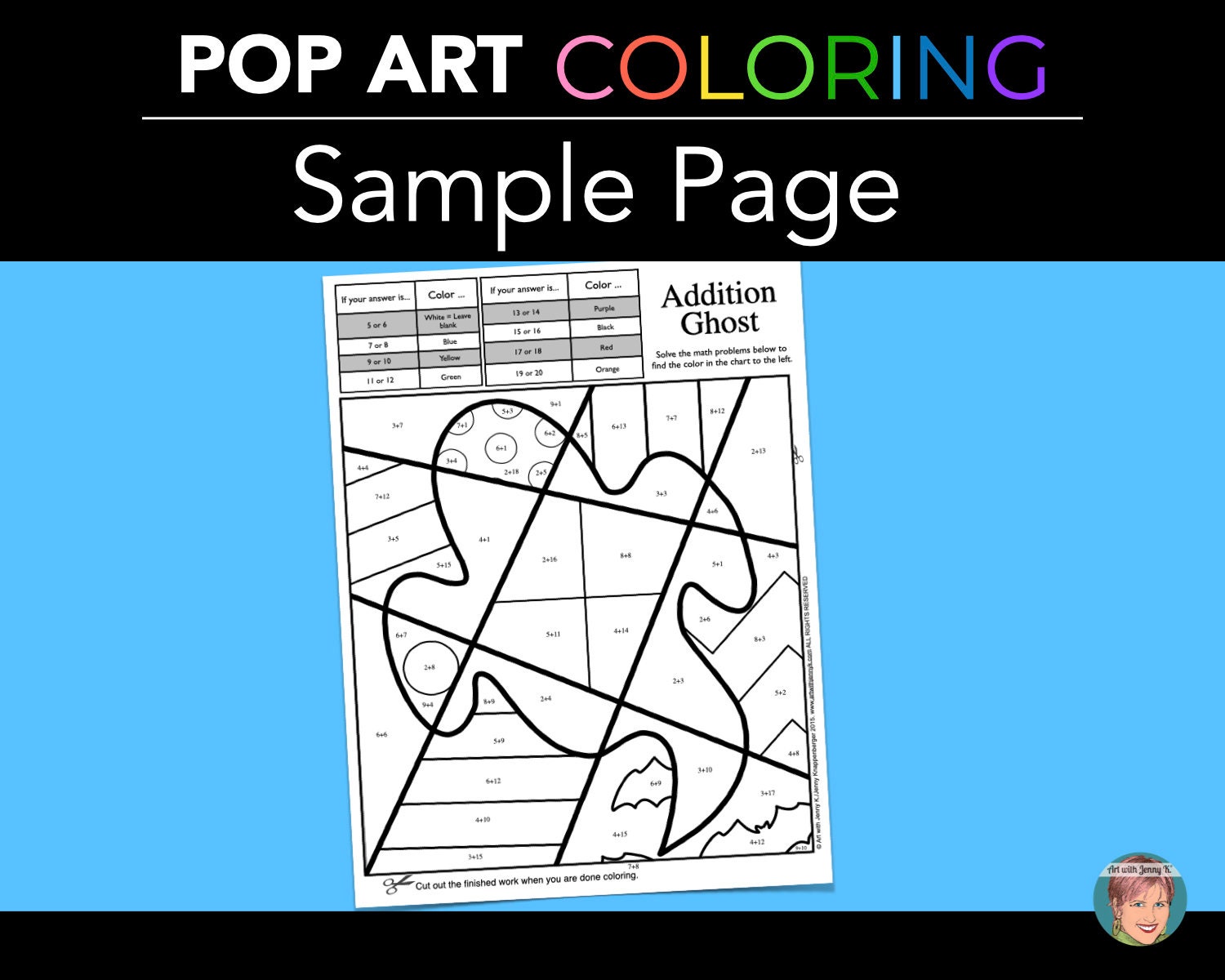 Halloween Themed Color by Number Math Fact Review Coloring Pages ...