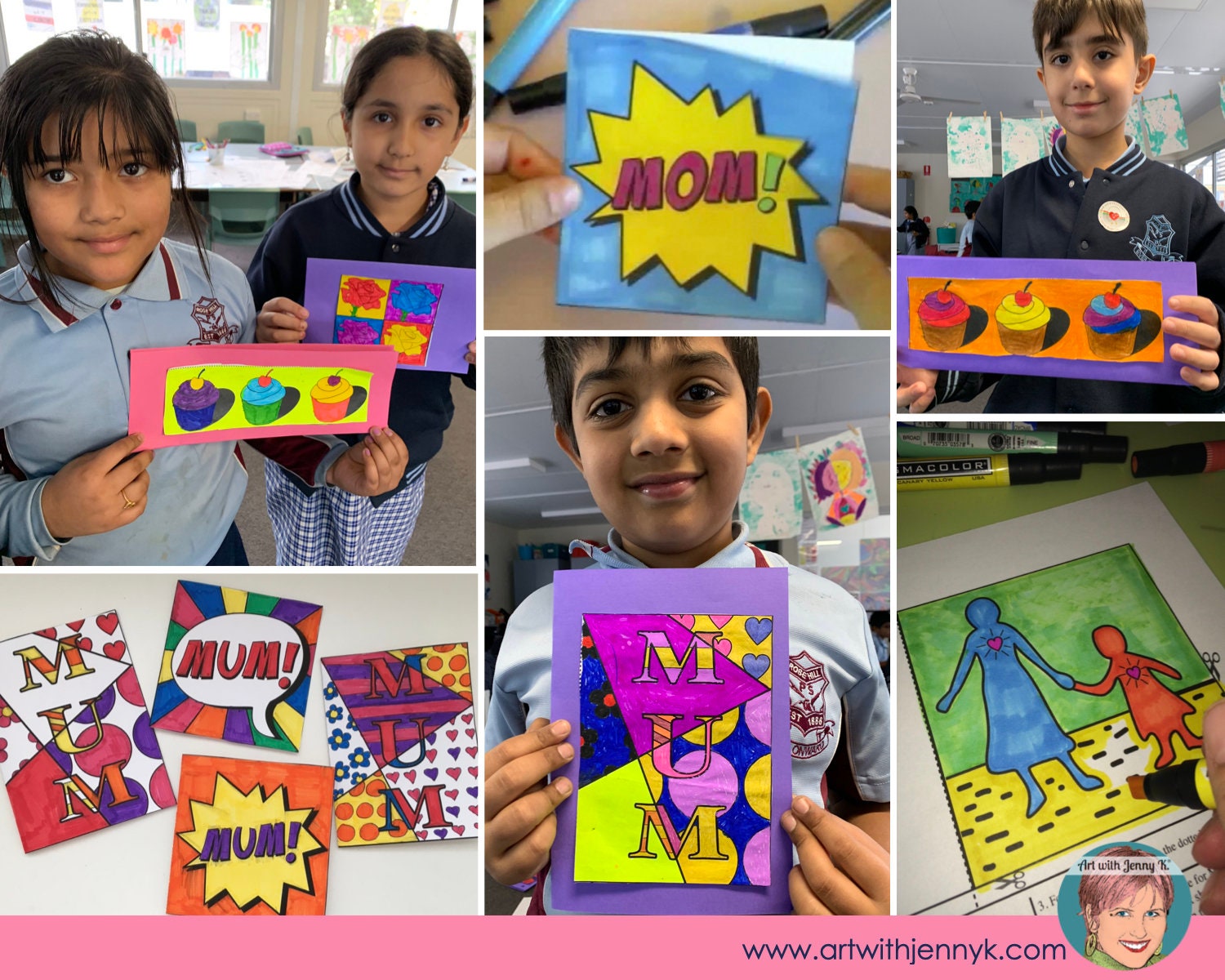 Printable Ready-to-color pop Art Mother's Day Cards Fun Mother's Day ...