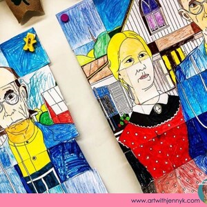 Printable "american Gothic" by Grant Wood Collaboration Poster | Easy ...