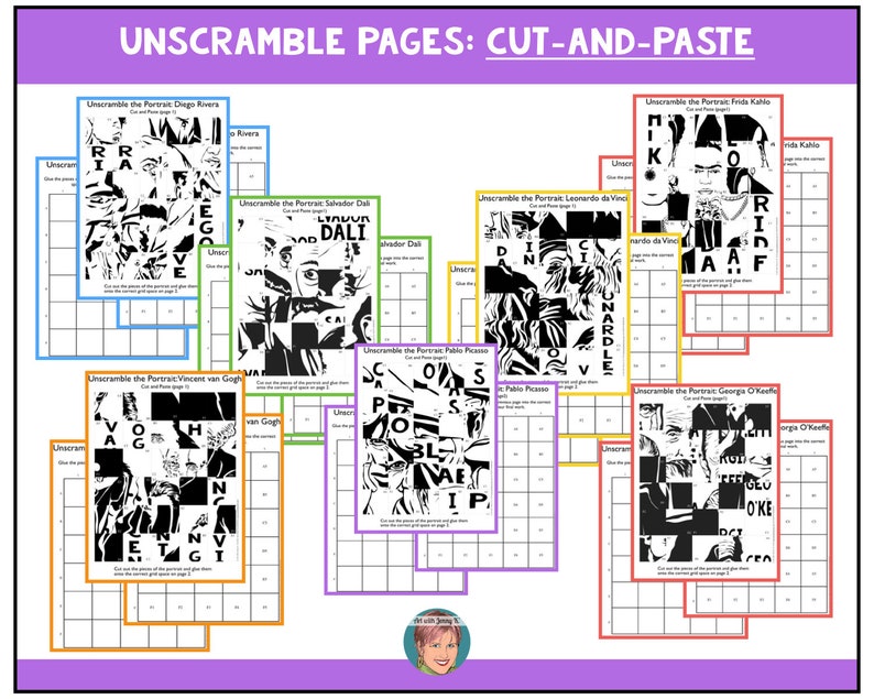 Unscramble the Famous Faces of Art History Printable | Fun Art History ...