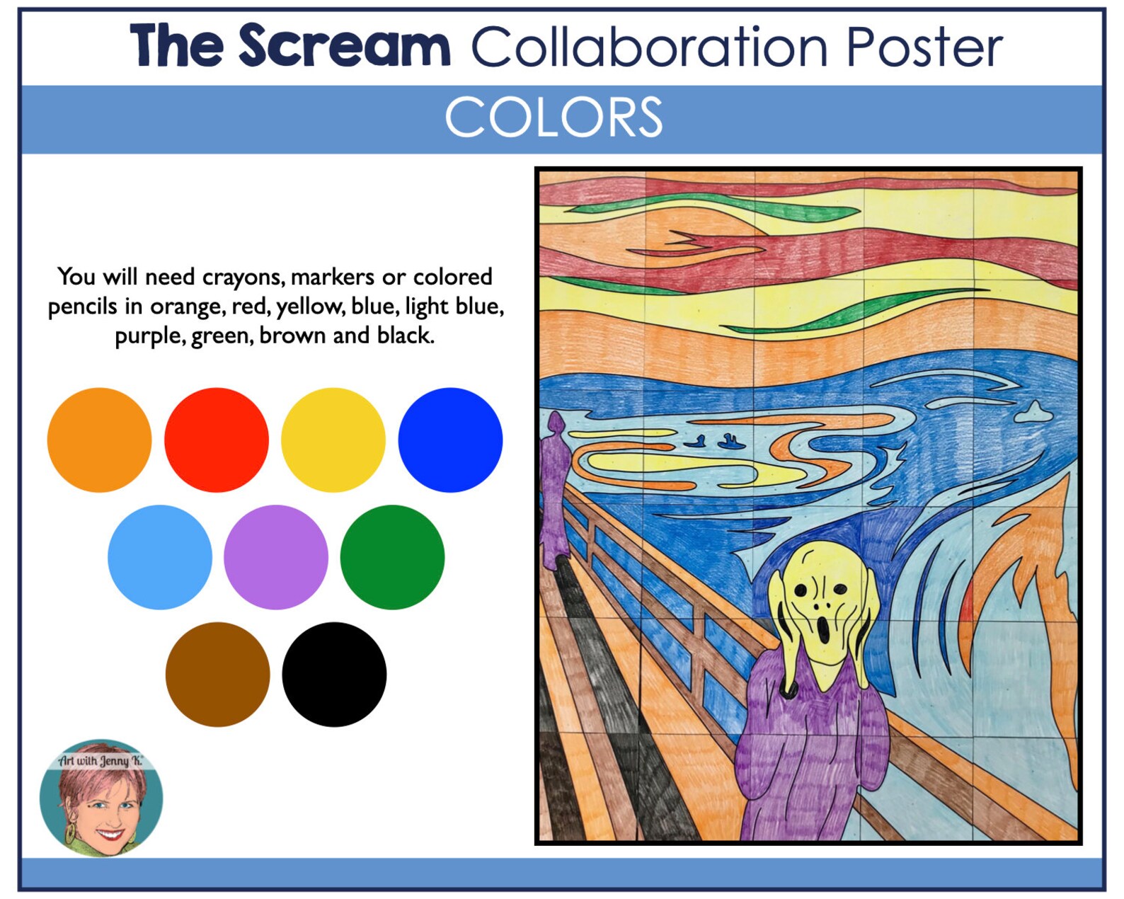 Printable "the Scream" by Edvard Munch Collaborative Poster | Easy Art ...