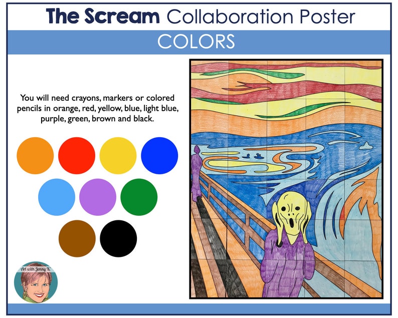 Printable "the Scream" by Edvard Munch Collaborative Poster | Easy Art ...