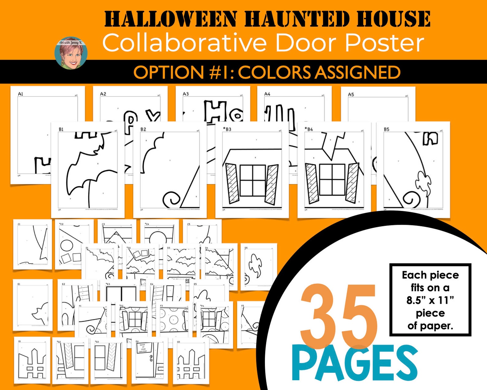 Halloween Haunted House Collaborative Coloring Poster: Classroom Door ...
